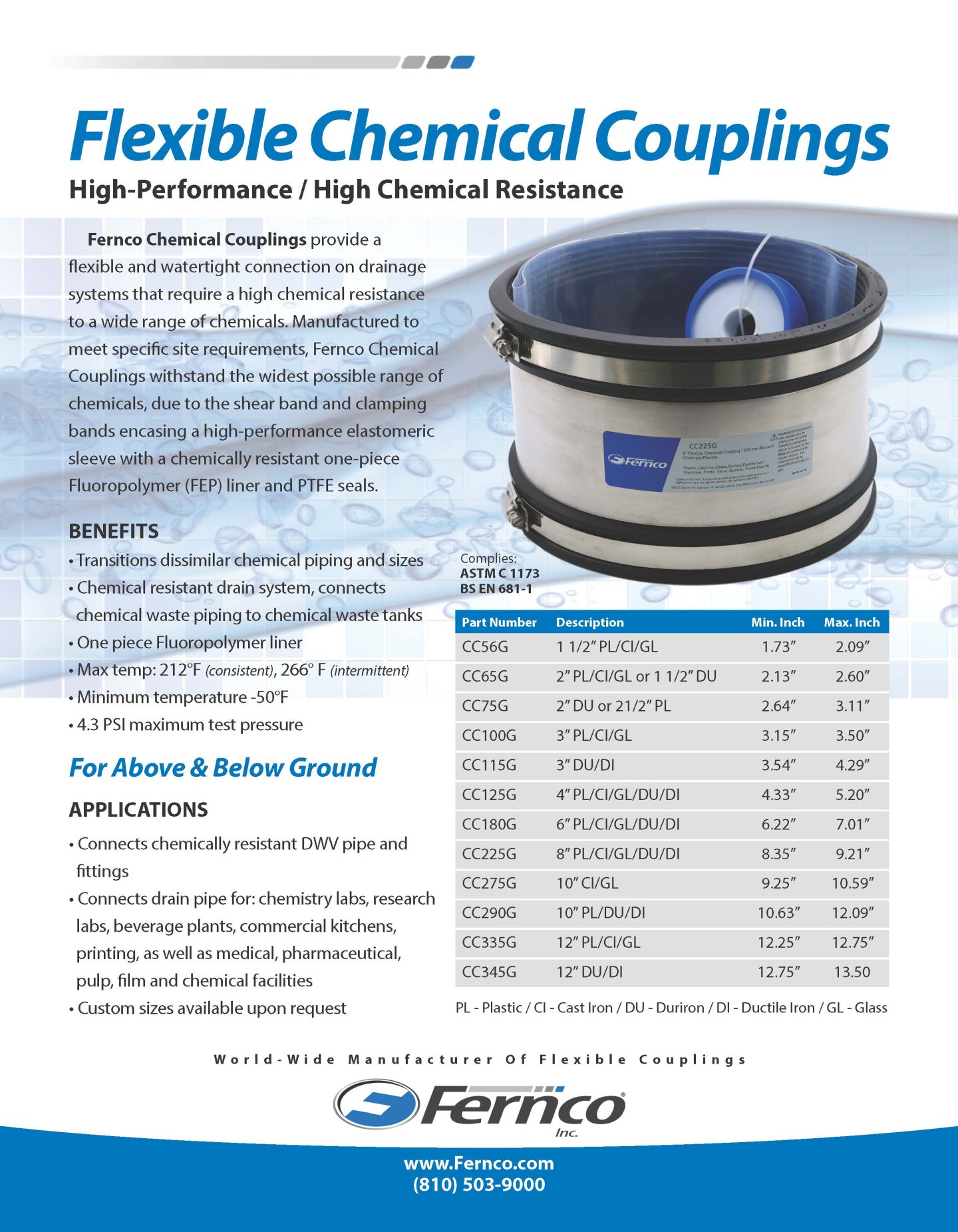 Fernco Chemical Coupling Datasheet | Fernco - US Fernco Chemical Coupling Datasheet | Fernco - US